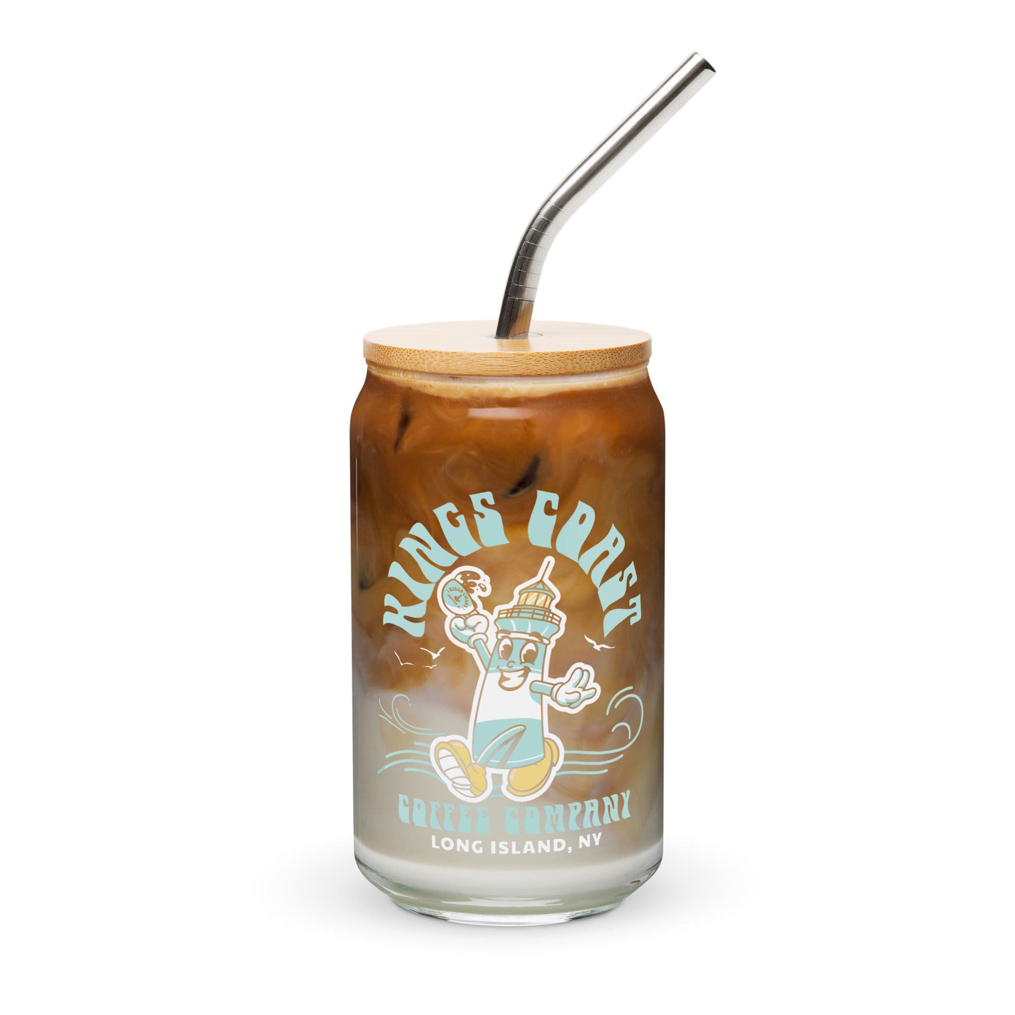 "Coastie the Lighthouse" Can-shaped glass – Kings Coast Coffee Company